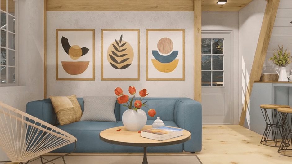 Impressively Designed Baby Blue A-Frame Cabin | MODERN TINY CABINS