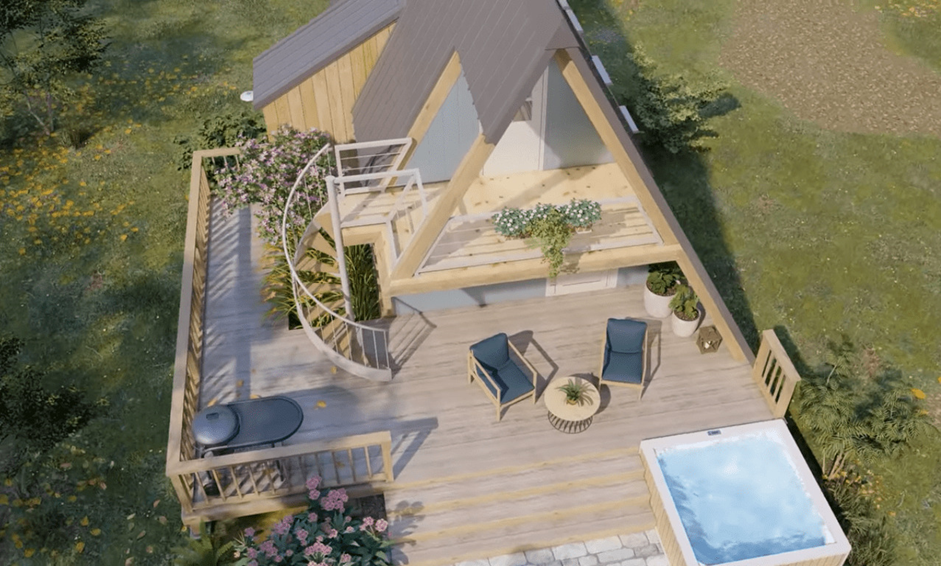 Impressively Designed Baby Blue A-Frame Cabin | MODERN TINY CABINS