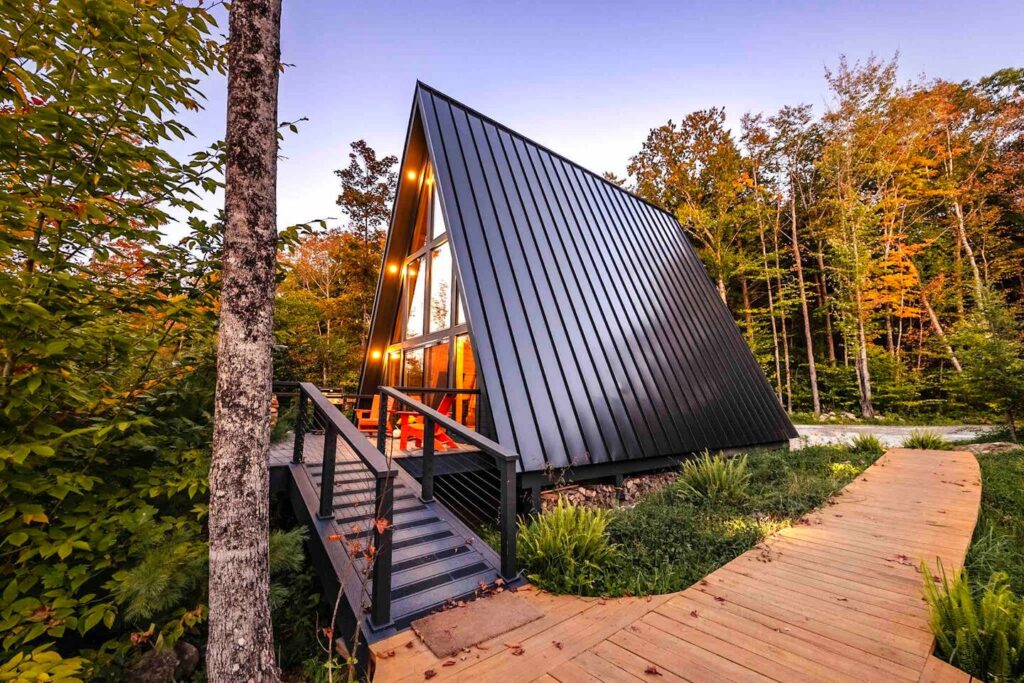 Natural and Elegant A-Frame Cabin Design Idea | MODERN TINY CABINS